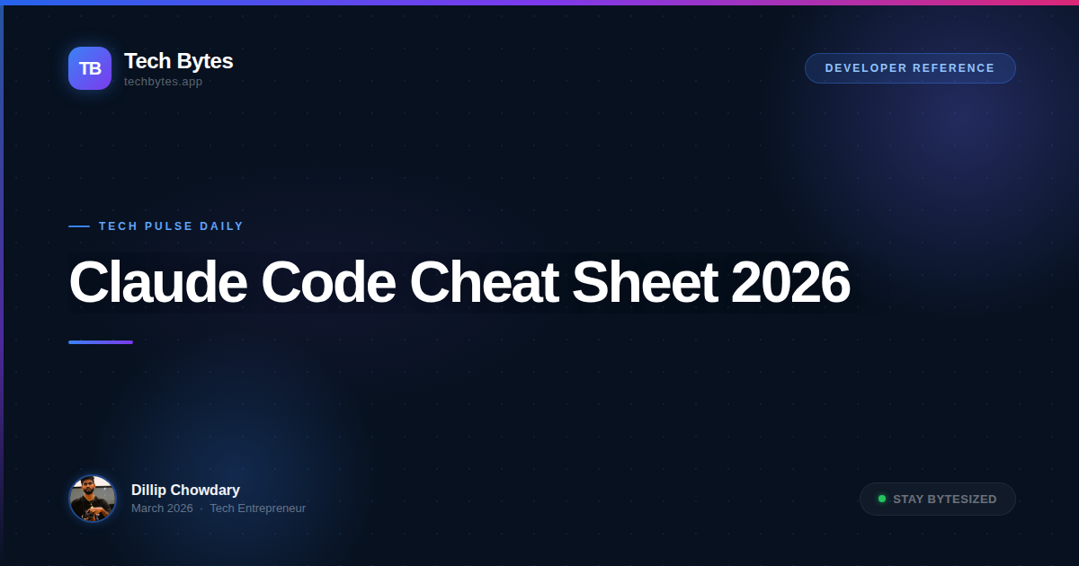 Claude Code Cheat Sheet 2026 — Every Command, Shortcut & Hook