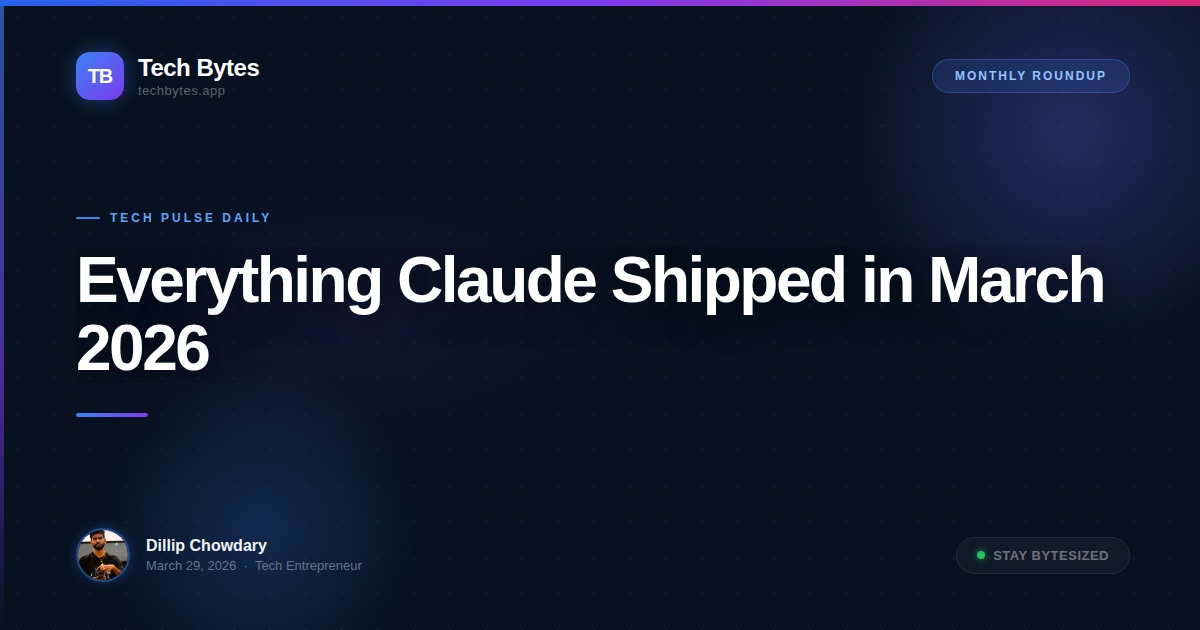 Everything Claude Shipped in March 2026 | Tech Bytes
